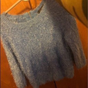 Sweaters | Blue Fuzzy Sweater | Poshmark